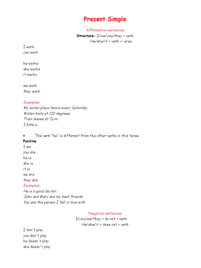 Present Simple | PDF | Verb | Linguistics