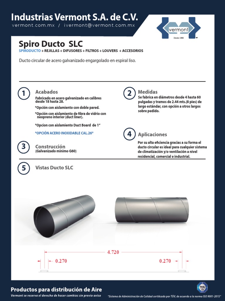 Slc-Spiro Liso | PDF | Tubería (transporte de fluidos) | Ingeniería mecánica