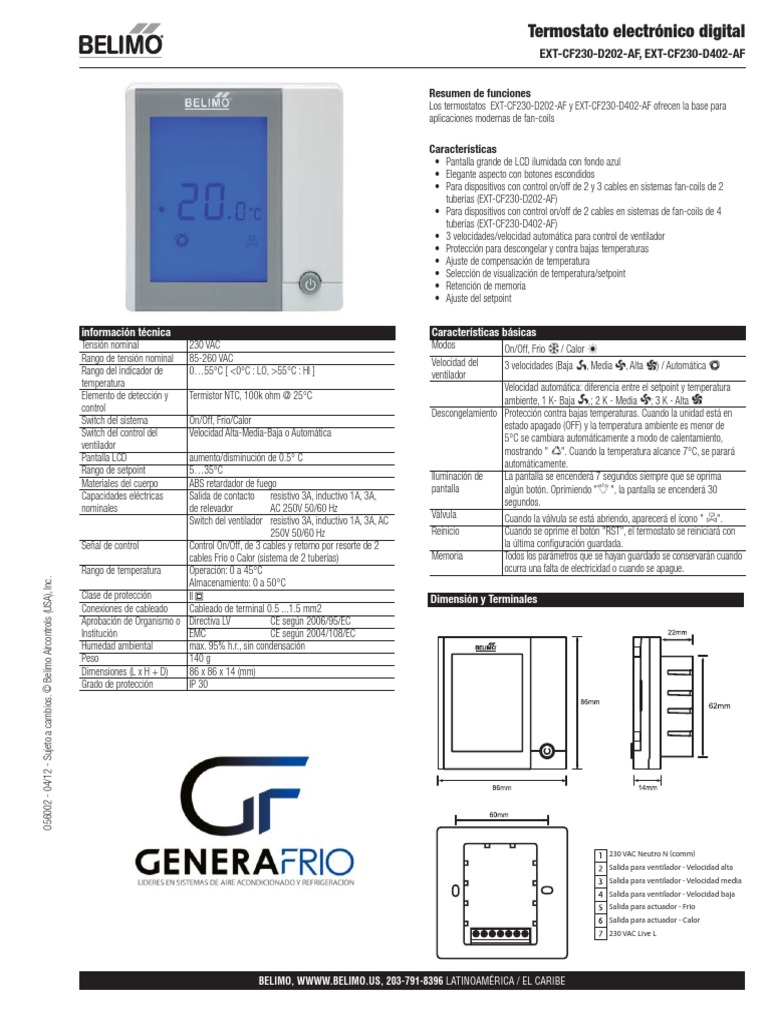 TERMOSTATO F&C EXT-CF230-D202-AF-1 BELIMO | PDF | Termostato | Física ...