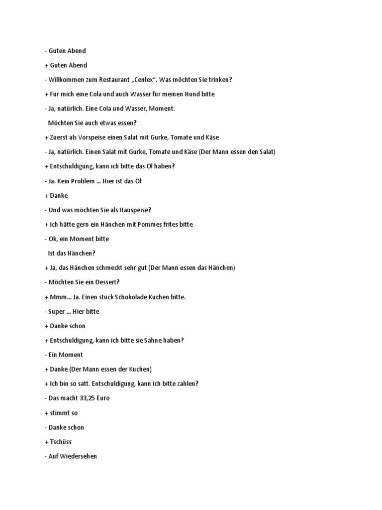 Dialog Im Restaurant | PDF