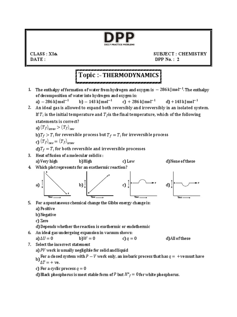 DPP 2 | Download Free PDF | Physics | Chemistry