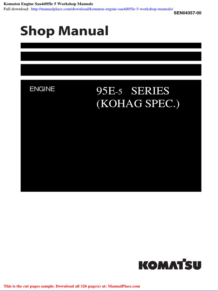 Komatsu Engine Saa4d95le 5 Workshop Manuals | PDF | Vehicle Parts ...