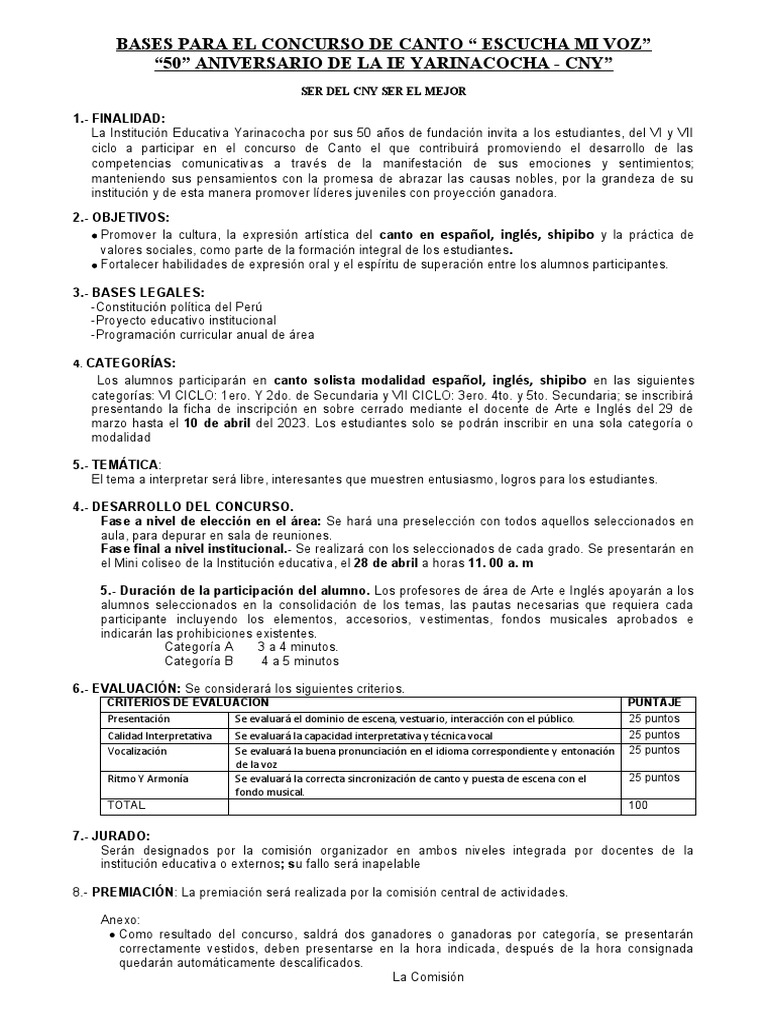 Bases Canto Solista | PDF