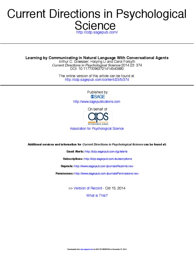 Conversational Agents in Learning | PDF | Learning | Question