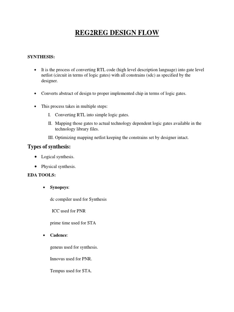 Reg2Reg Synthesis | PDF | Logic Synthesis | Library (Computing)