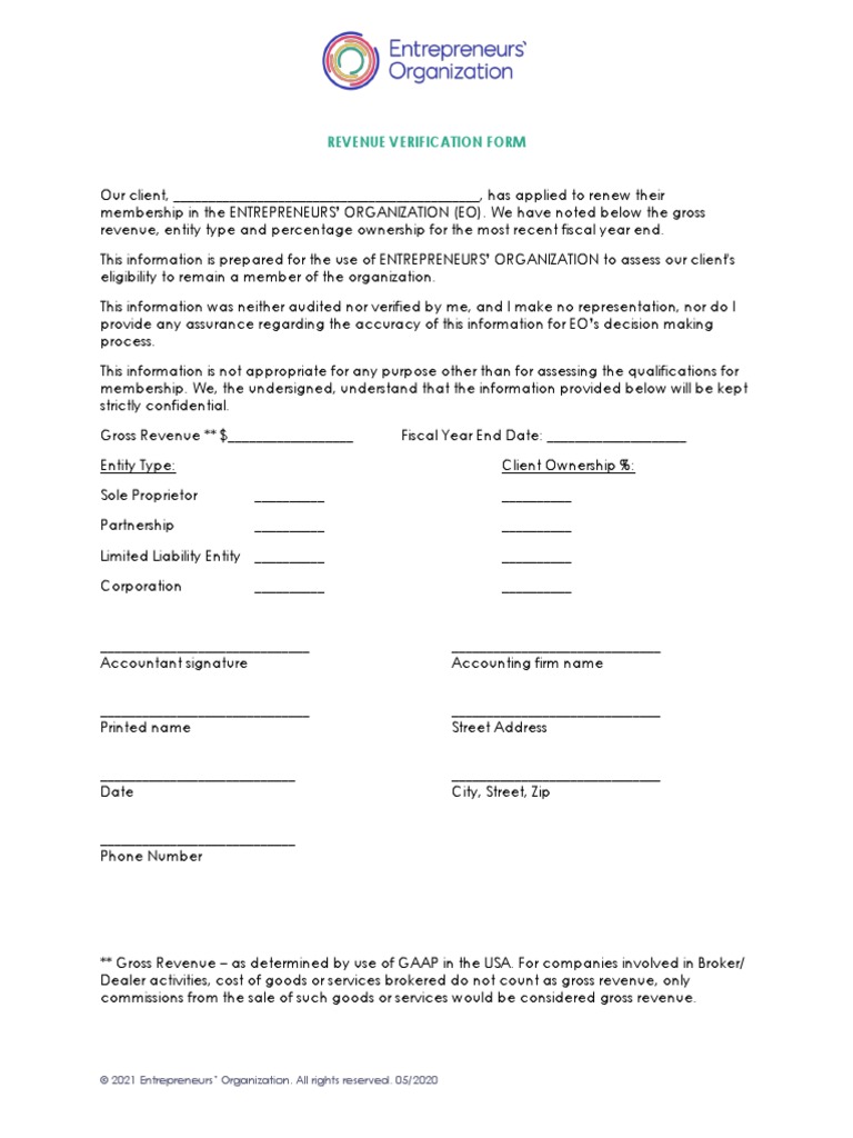 revenue-verification-form 2023 | PDF