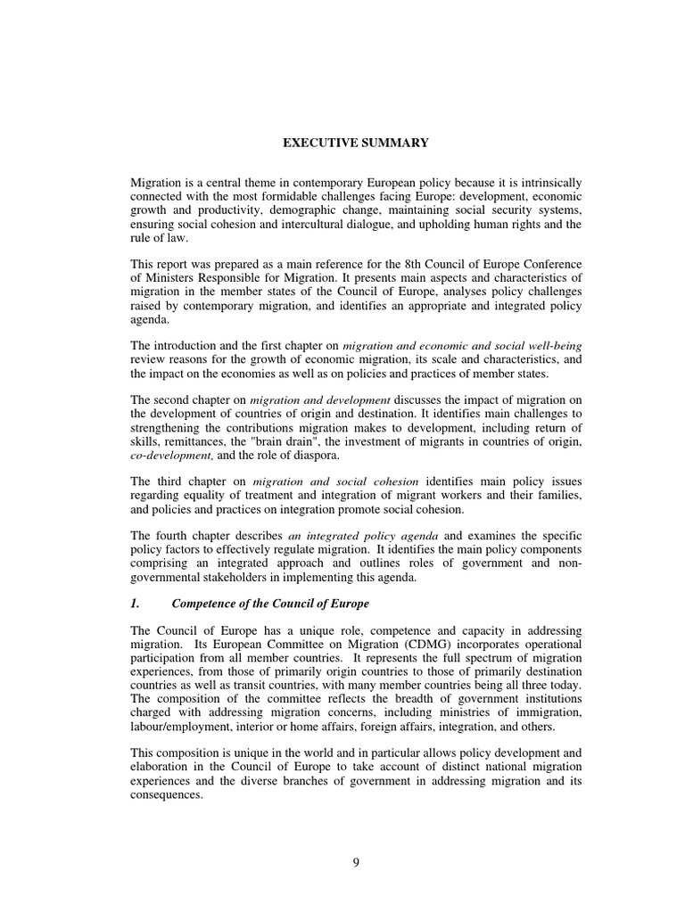 MMG8 - Thematic Report Executive Summary En | PDF | Immigration | Human ...