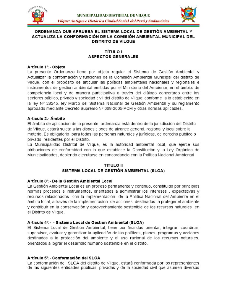 Ordenanza de Slga | PDF | Desarrollo sostenible | Sustentabilidad