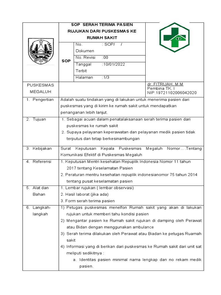 SOP Rujukan Pasien Puskesmas ke RS | PDF | Kesehatan Holistik