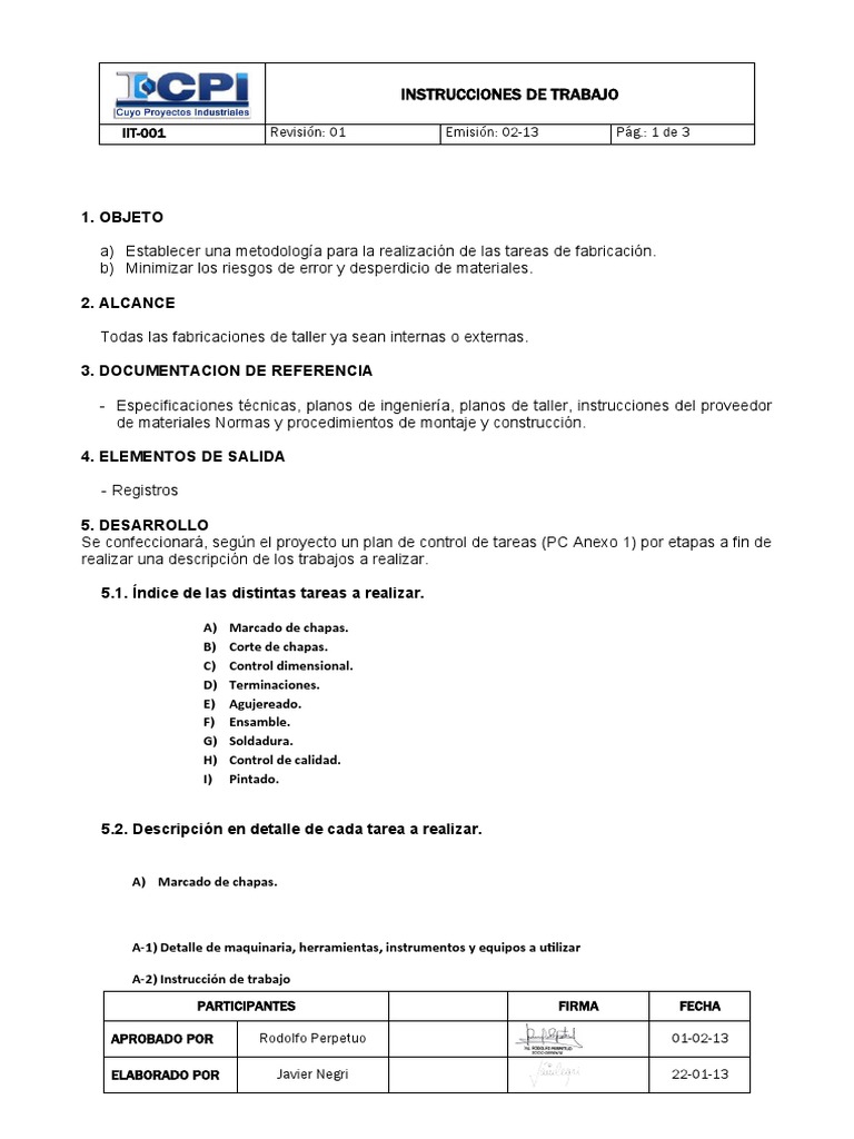 IIT- Instructivo de Instruccion de Trabajo | PDF