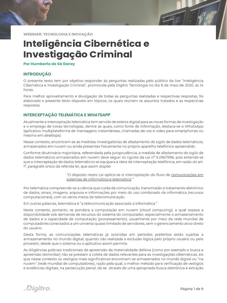 Webinar Inteligência Cibernética e Investigação Criminal 1 | PDF | Rede ... Webinar Inteligência Cibernética e Investigação Criminal 1 | PDF | Rede ...