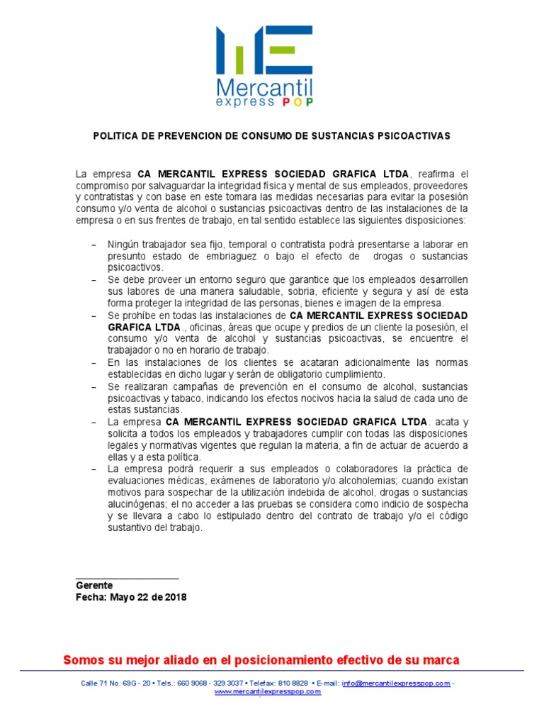 Politica de Prevencion de Sustancias | PDF | Drogas Psicoactivas | Drogas Politica de Prevencion de Sustancias | PDF | Drogas Psicoactivas | Drogas