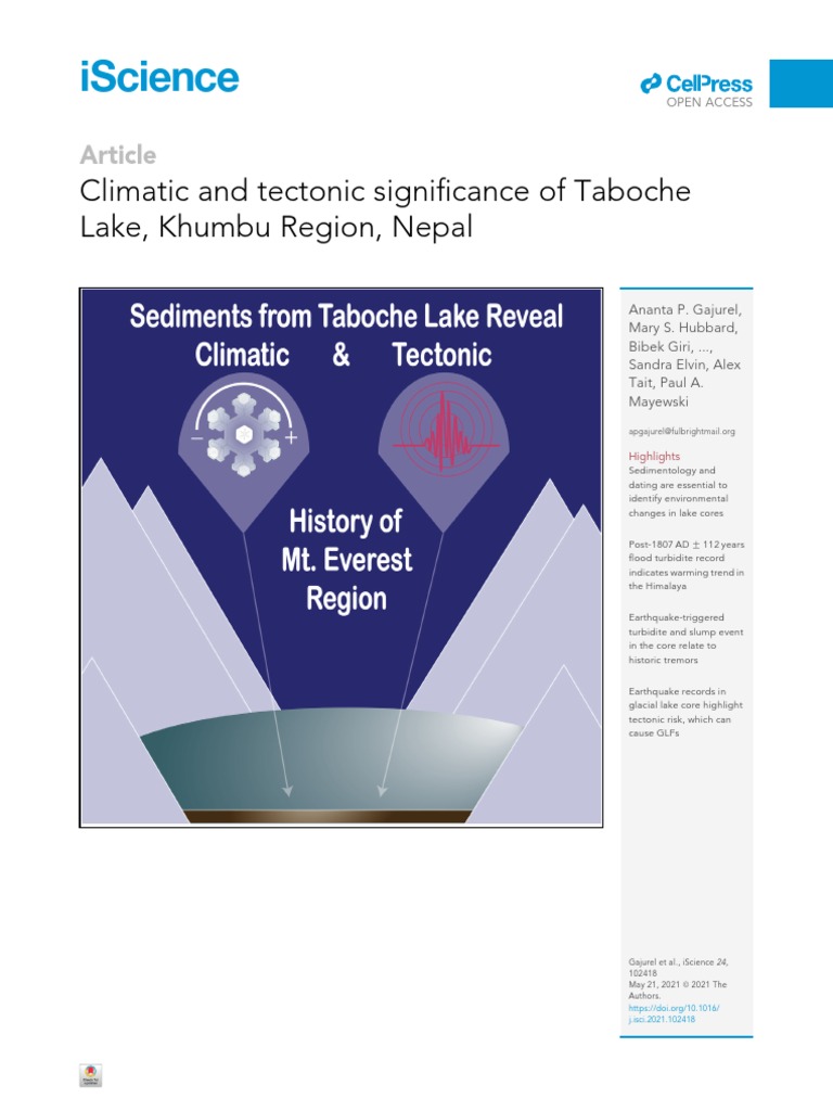 Gajurel 2021 Iscience Lake in Khumbhu | PDF | Silt | Sedimentary Rock