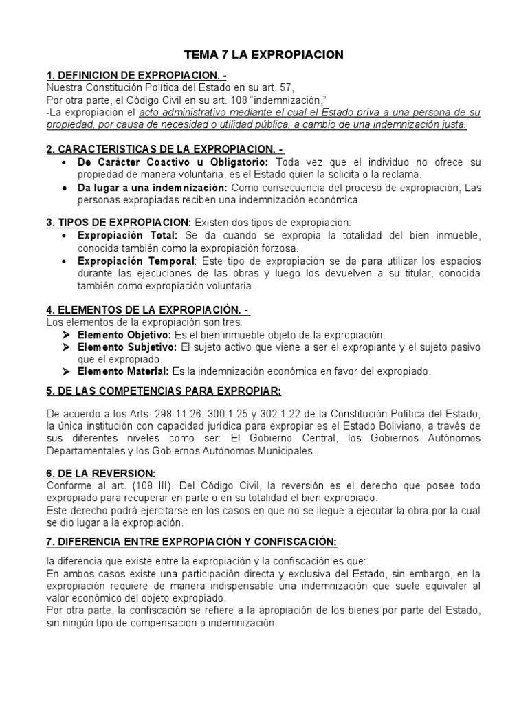 Definición y Proceso de Expropiación | PDF | Dominio eminente ...