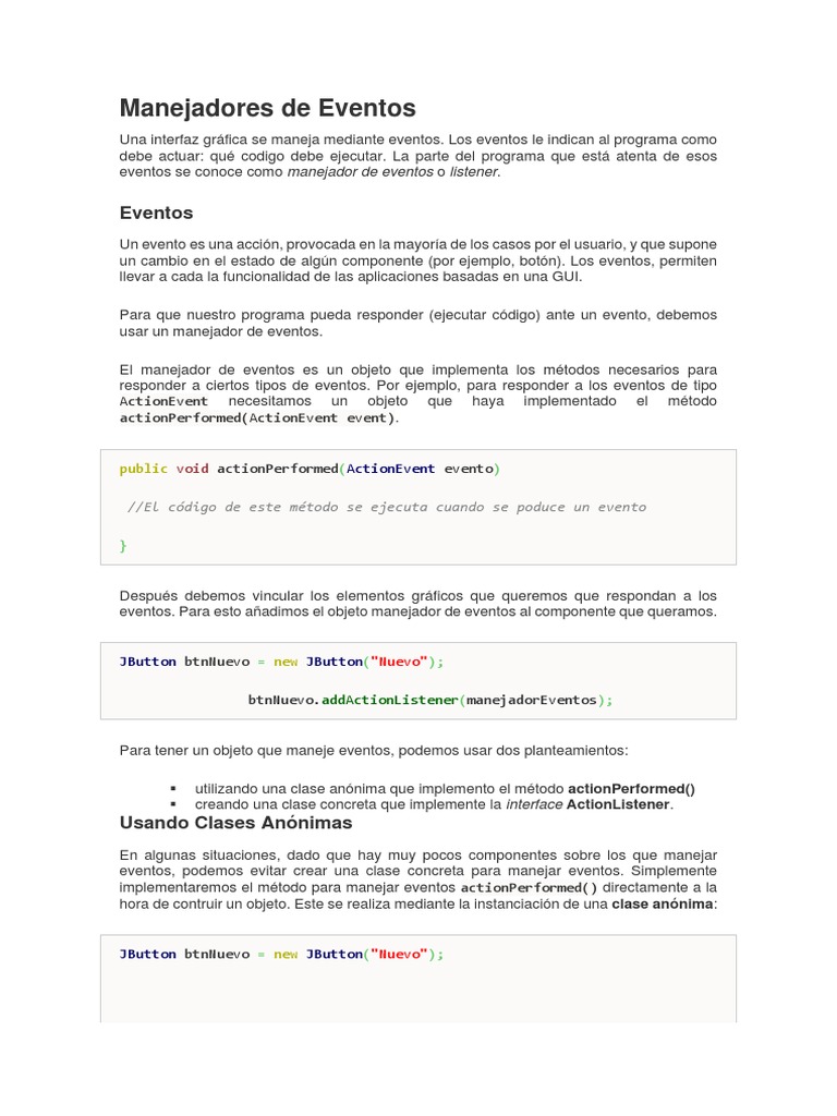 Eventos Java | PDF | Objeto (informática) | Programa de computadora