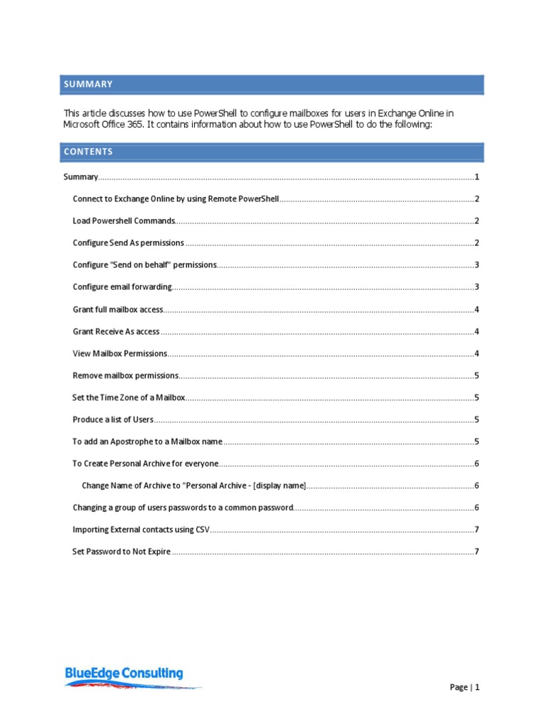 Office 365 Powershell Commands With Formatting | Download Free PDF | Microsoft Exchange Server ...