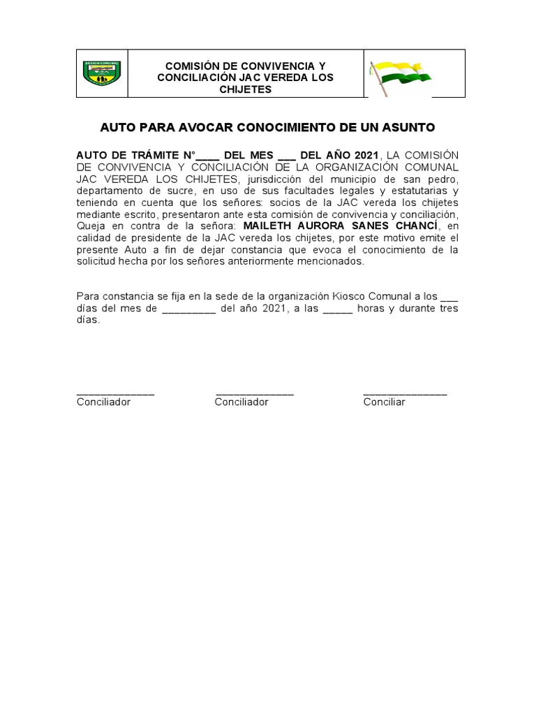 Auto Para Avocar Conocimiento de Un Asunto #2 | PDF