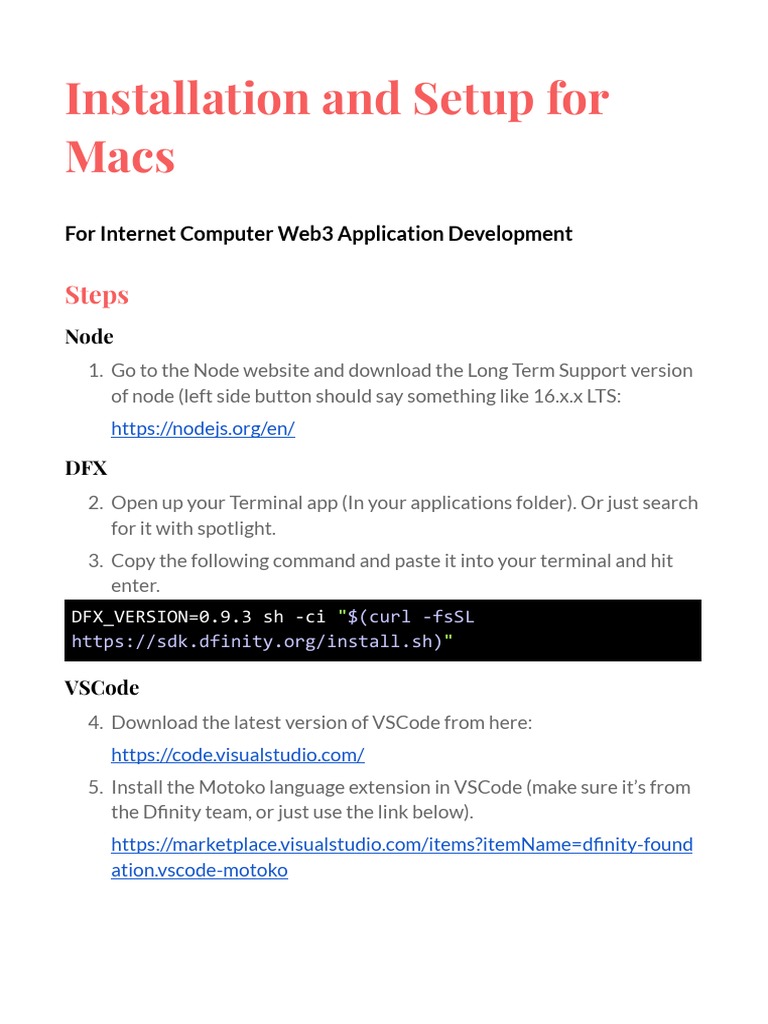 Installation and Setup For Macs | PDF