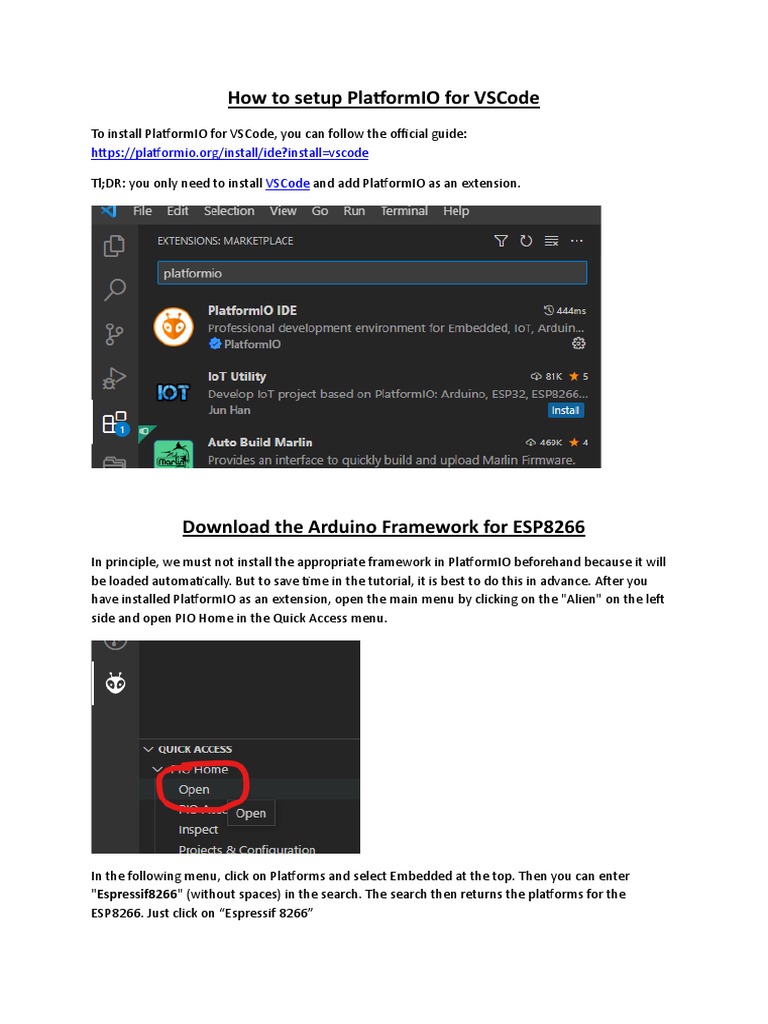 Guide To Setup PlatformIO For VSCode With The ESP8266 | PDF