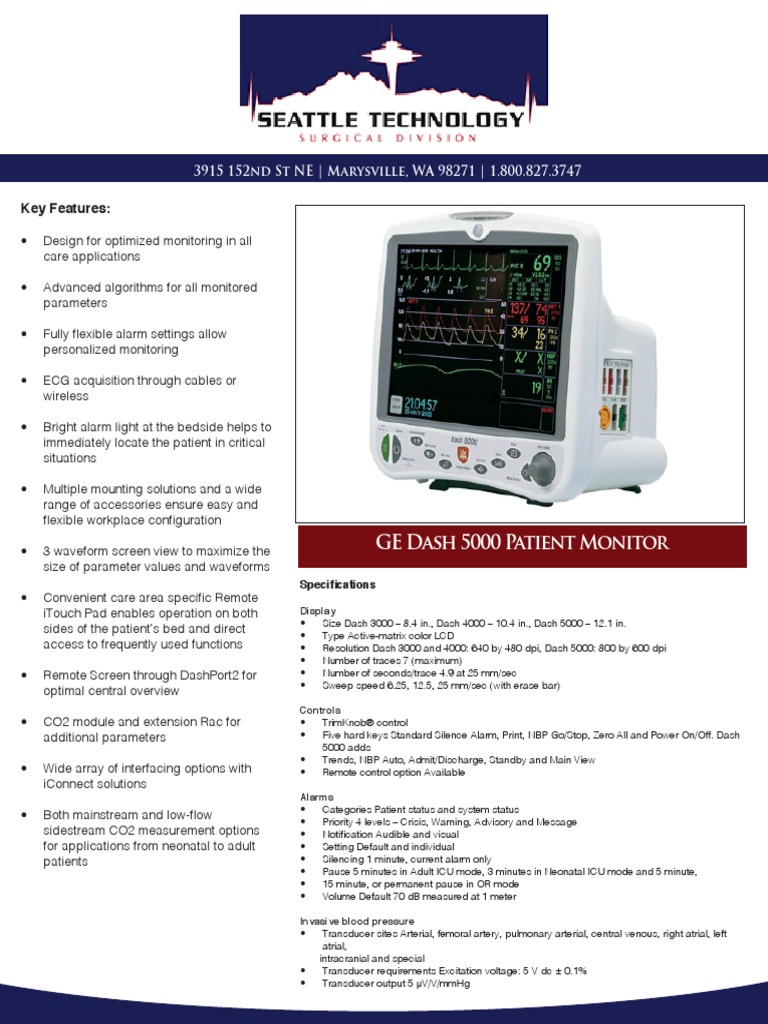GE Dash 5000 Product Overview | PDF | Blood Pressure | Pulse