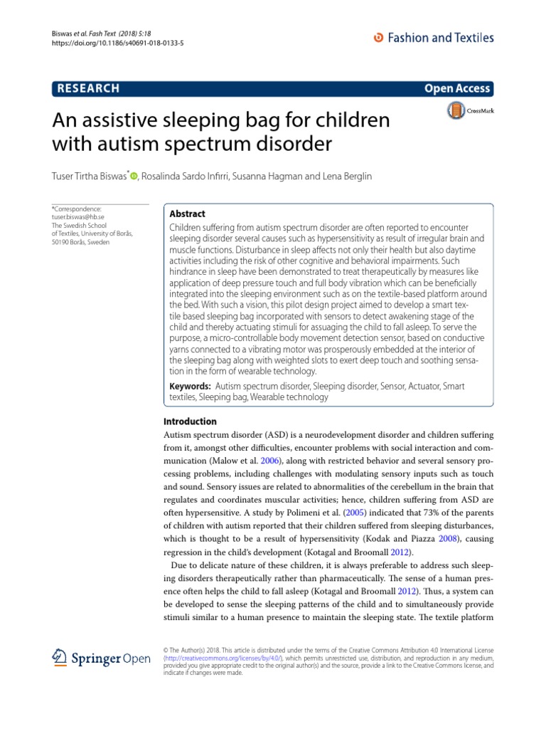 An Assistive Sleeping Bag For Children With Autism Spectrum Disorder ...