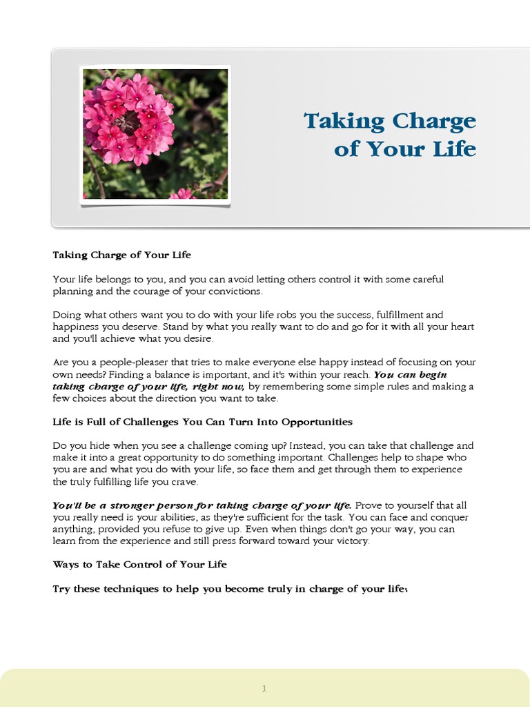 Taking Charge of Your Life Now | PDF | Lifestyle