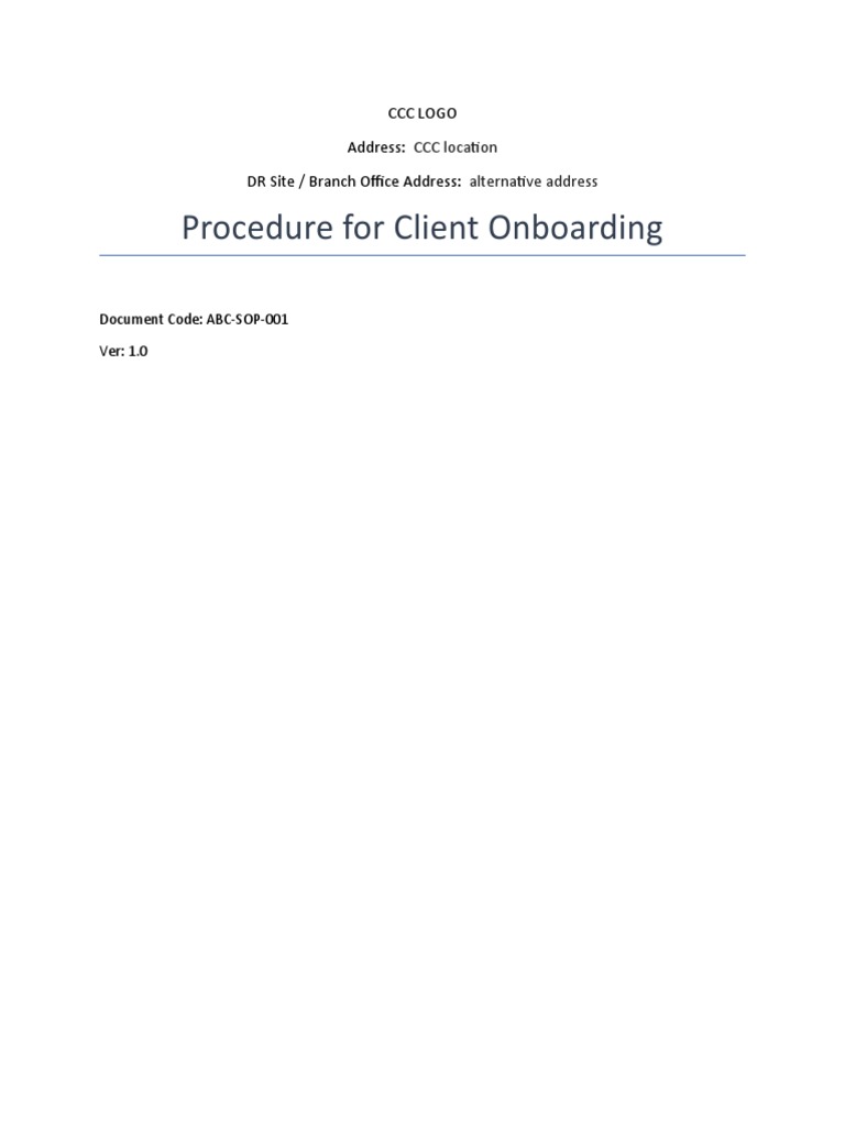 1-Organization Code CCC Client Onboarding-SOP | PDF | Information ...