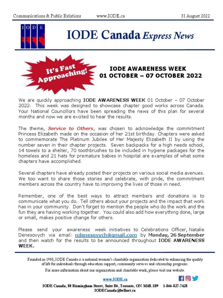 iode canada express news - iode awareness week | PDF