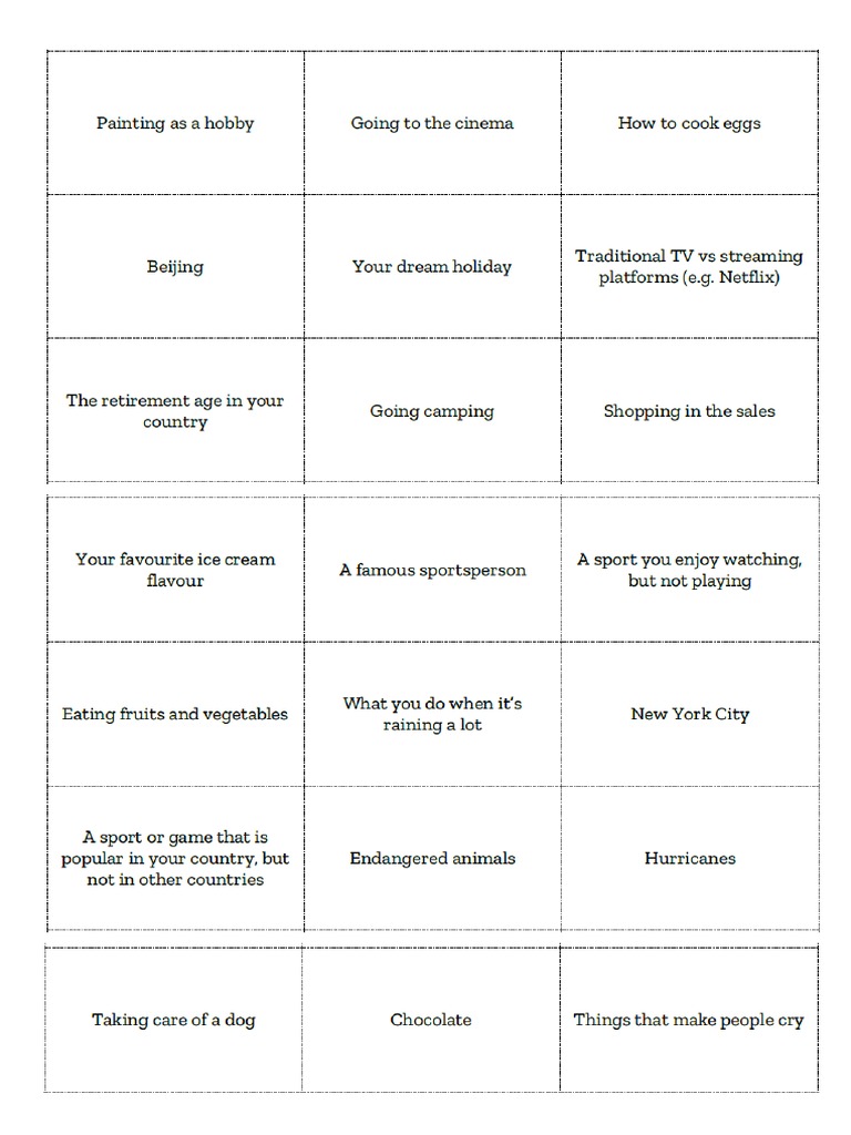 One Minute Talk-1-Cards | PDF