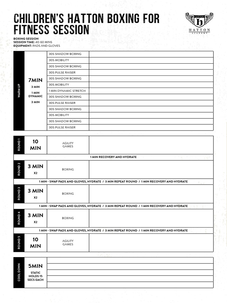 Children's Boxing Fitness Session Plan | PDF | Leisure | Summer Olympic ...