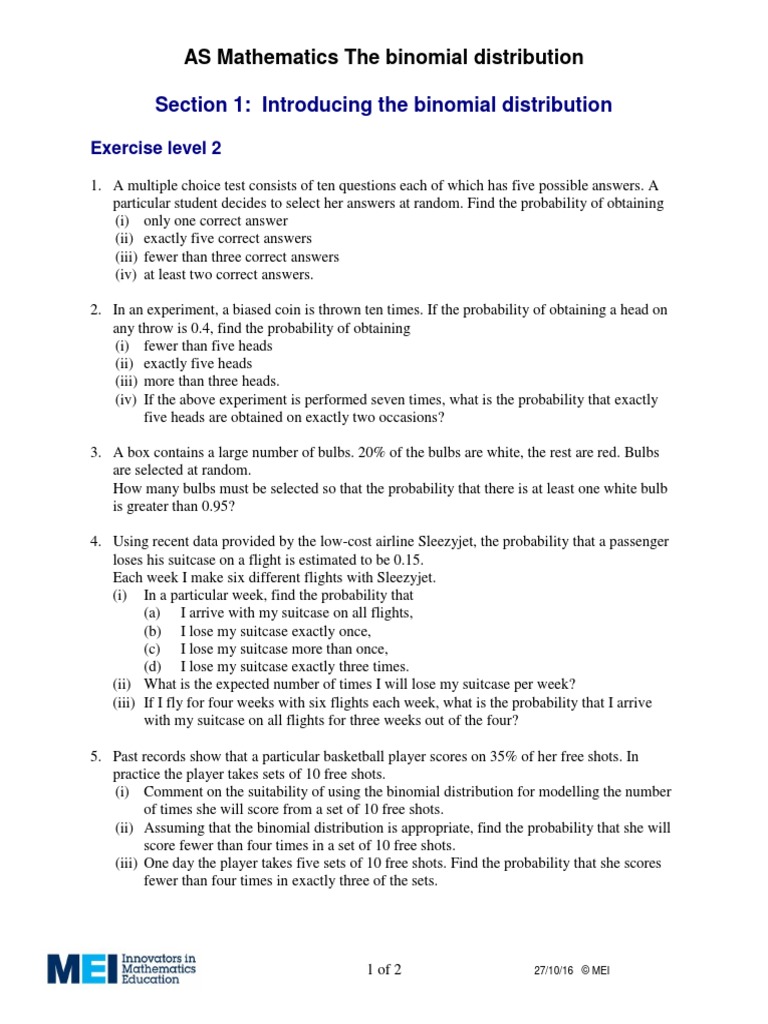 22.2 Binomial Distribution | PDF | Probability Distribution ...