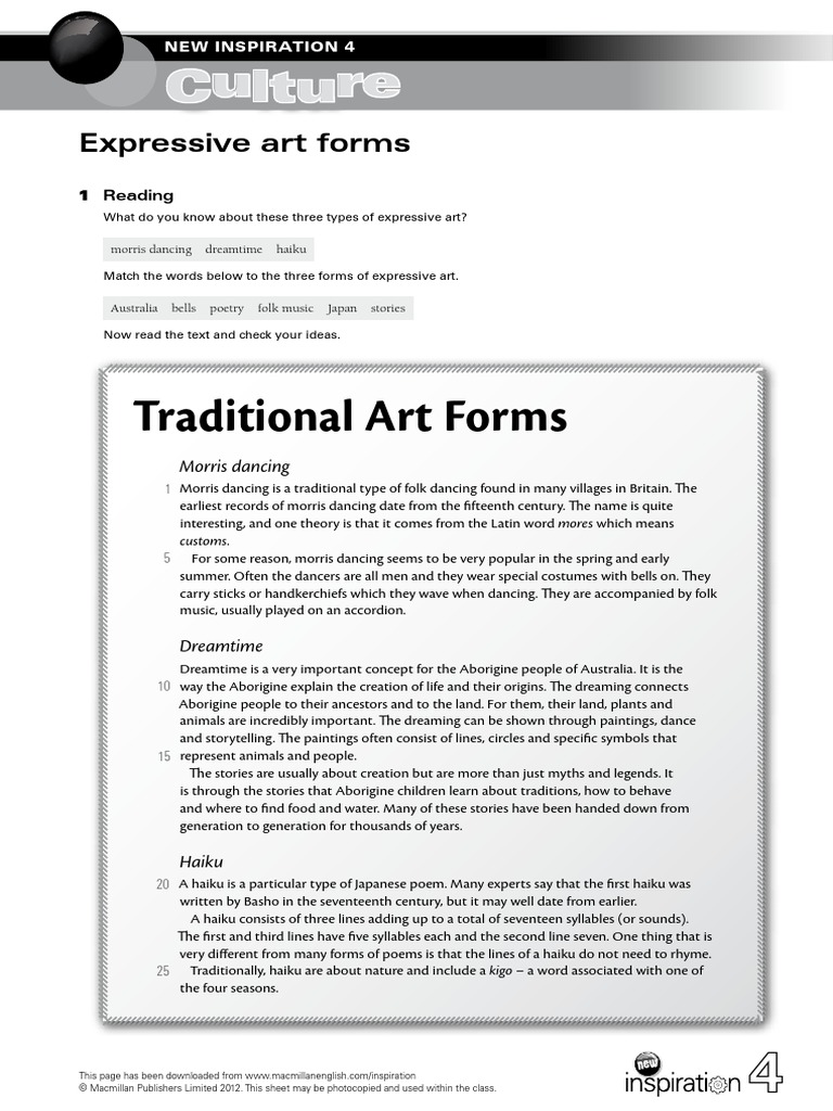 Culture NI 4 Expressive Art Forms | PDF | Dances | Haiku