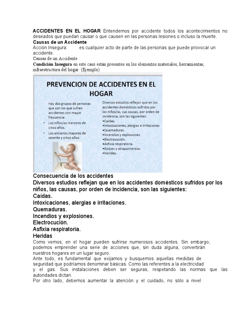 ACCIDENTES EN EL HOGAR Entendemos Por Accidente Todos Los ...