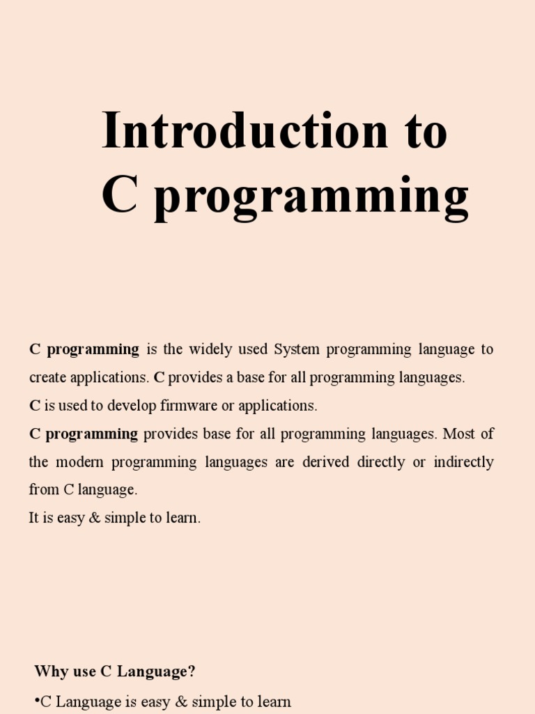 C Programing Chapter One | PDF | C (Programming Language) | Computer ... C Programing Chapter One | PDF | C (Programming Language) | Computer ...