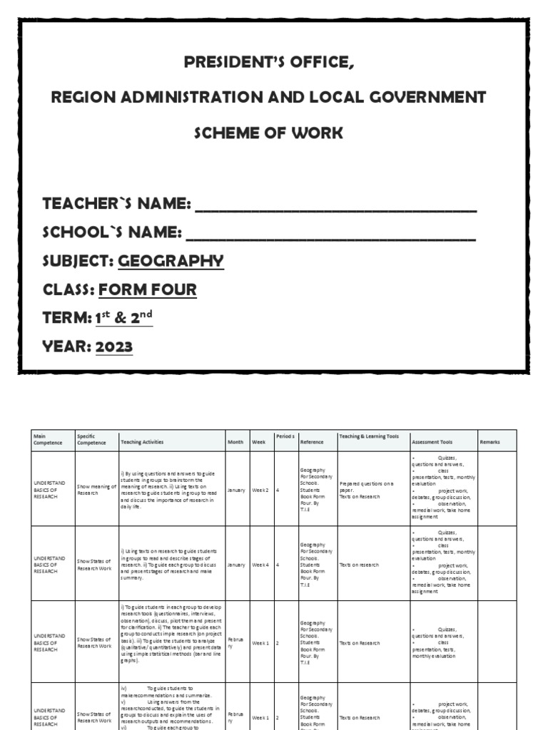 Geography Form Four 2023 | PDF | Educational Assessment | Geography