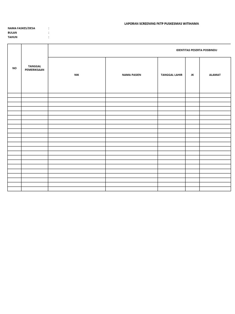 Format Kosong Screening FKTP | PDF