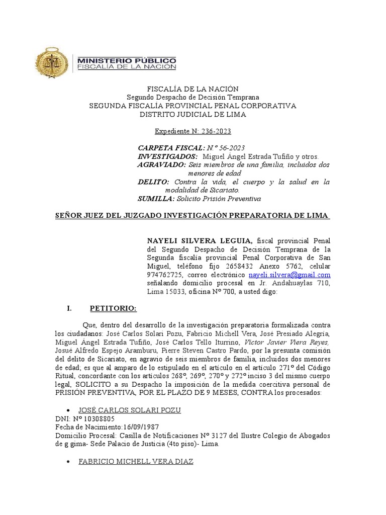 Semana 3 Escrito de Prisión Preventiva | PDF | Derecho penal | Castigos