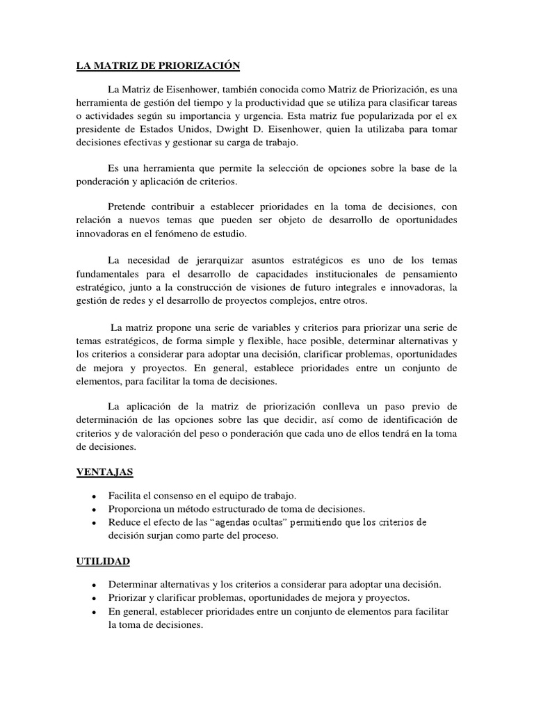 Matriz de Priorización: Guía Práctica | PDF | Toma de decisiones | Teoría