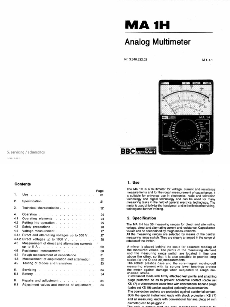 Metrawatt Ma-1h SM | PDF