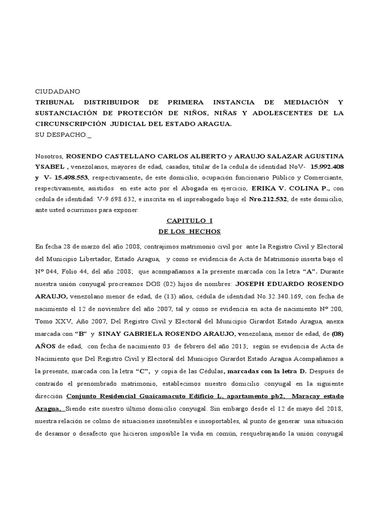 Solicitud de Divorcio | PDF | Divorcio | Principios éticos