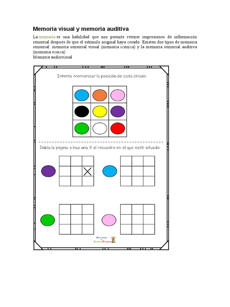 Memoria Visual y Memoria Auditiva | PDF