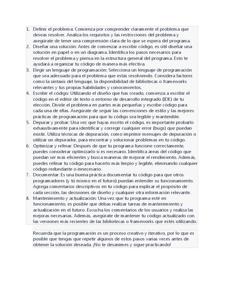 Pasos para Programar | PDF | Lenguaje de programación | Programación de ...