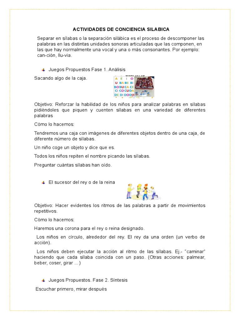 Actividades de Conciencia Silabica | PDF