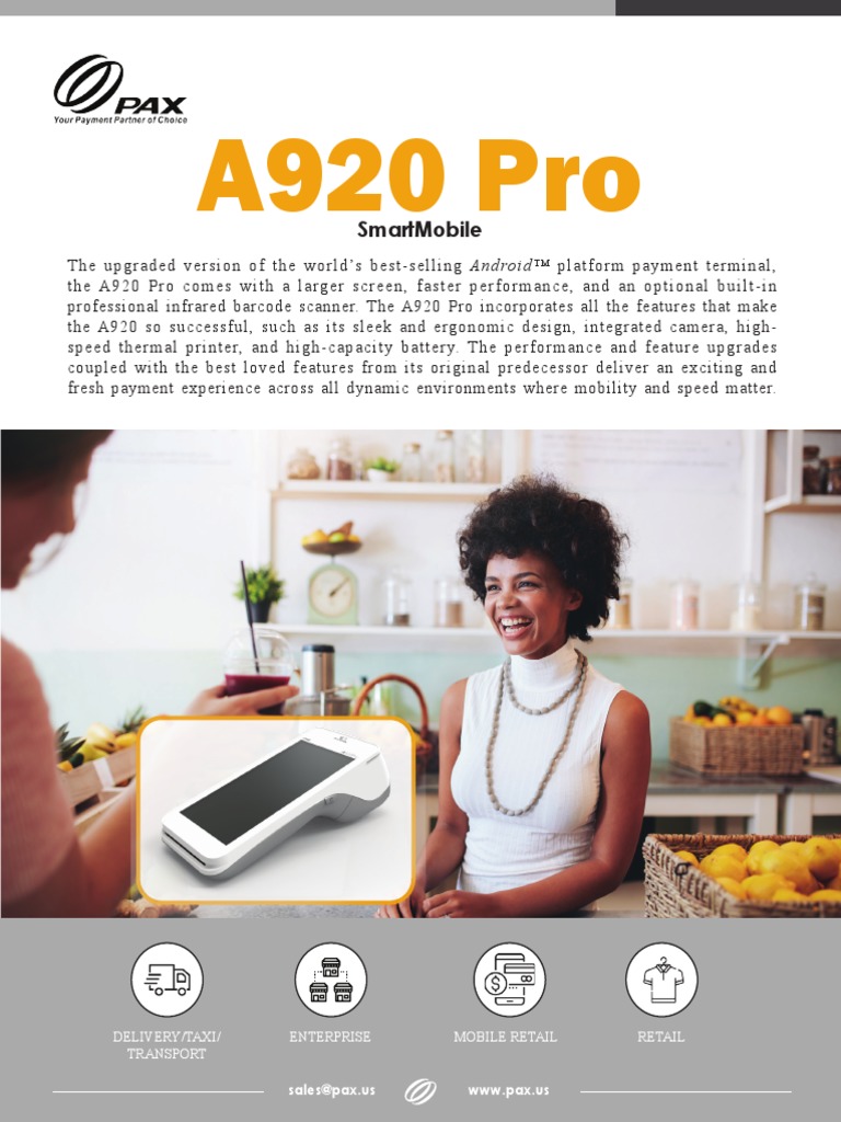 A920 Pro Data Sheet - May2021 | PDF | Emv | Computer Science