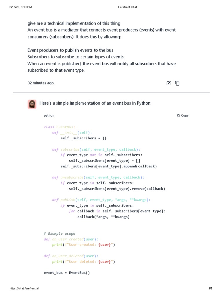 Forefront Chat | PDF | Callback (Computer Programming) | Interface (Computing)