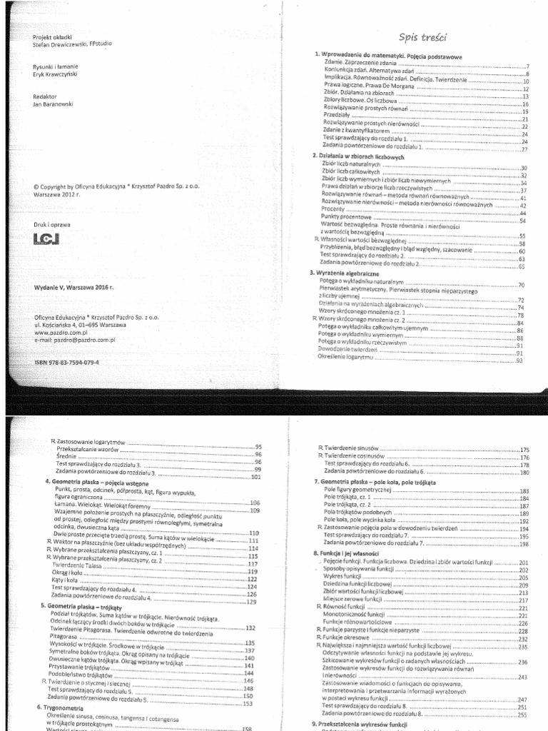 PR I - Kłaczkow, Kurczab, Świda - Matematyka Kl. I | PDF