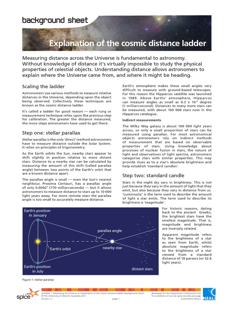 Explanation of the cosmic distance ladder | PDF | Redshift | Stars