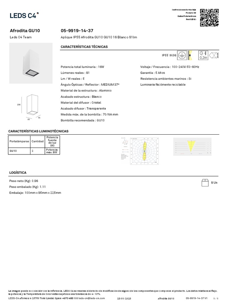 Spec Sheet 05 9919 14 37v1 | PDF | Diodo emisor de luz | Ligero
