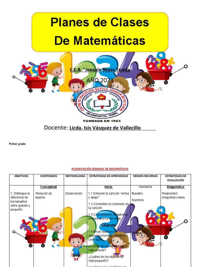 1ro - Planes Matemáticas Todo El Año | PDF | Evaluación | Aprendizaje