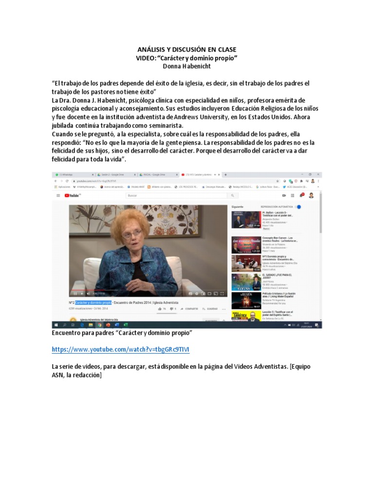 análisis y discusión en clase “carácter y dominio propio” | PDF